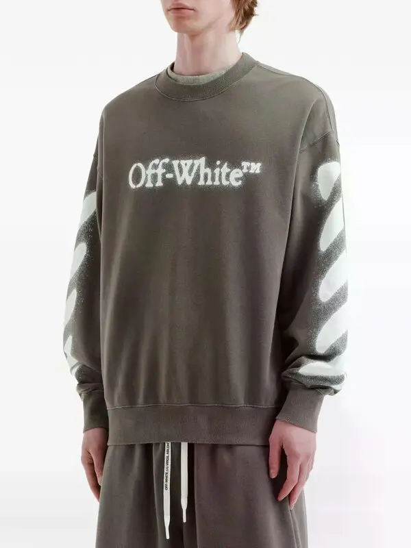 Off-White Diag-Stripe Logo Print Sweatshirt - Grey | Editorialist