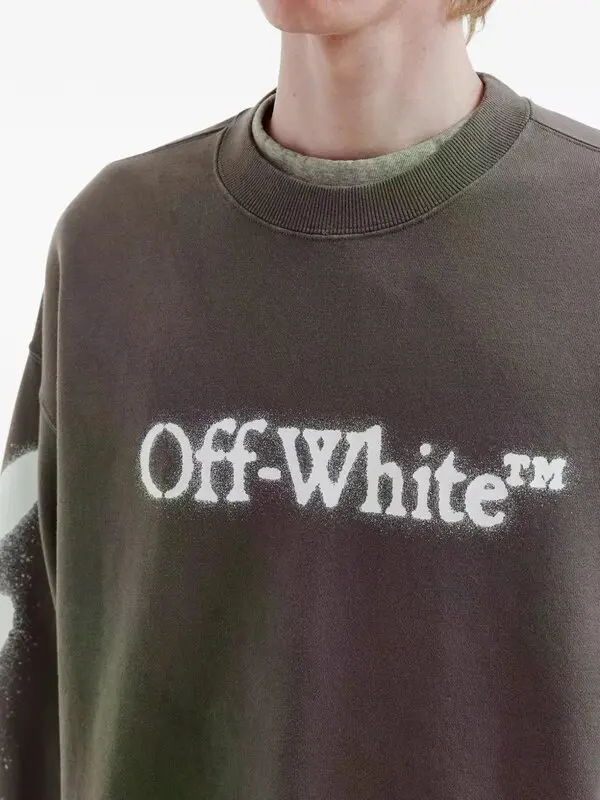 Off-White Diag-Stripe Logo Print Sweatshirt - Grey | Editorialist