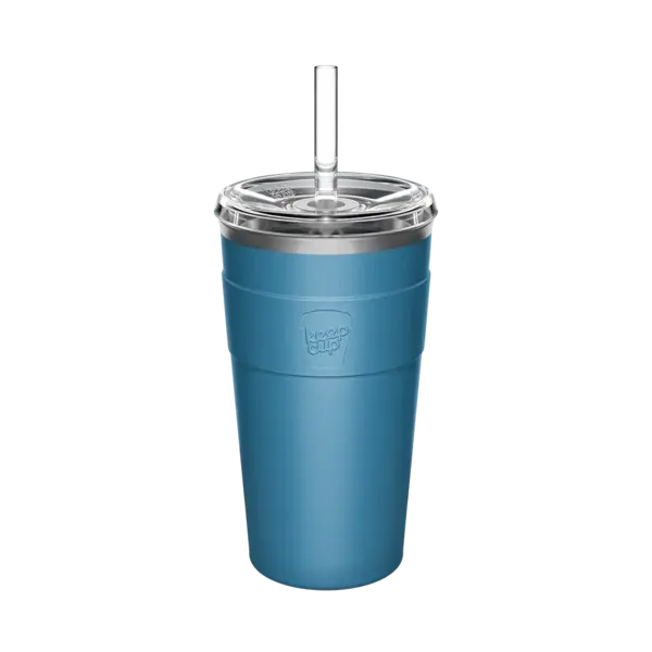 KEEPCUP Cold Cup Thermal With Straw Lid 16oz/454ml Stainless Steel Reusable Coffee Cup Kingfisher - Blue