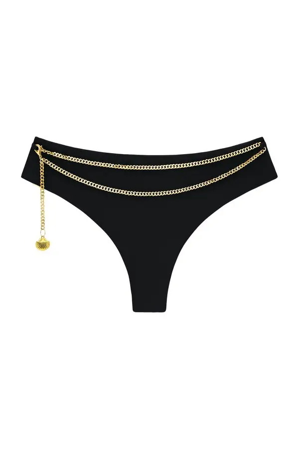 ADRIANA PAPPAS DESIGNS Riviera Bikini Bottoms With Chain Detail - Black