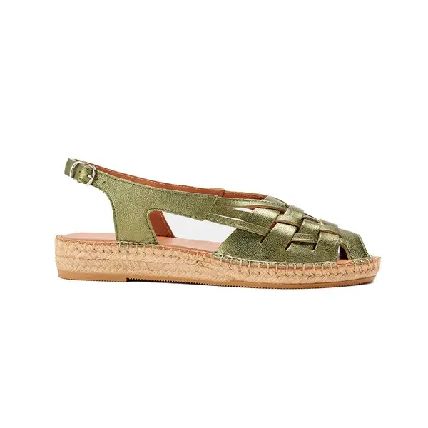 NAGUISA Etel Olive Metal Espadrille Sandals - Green