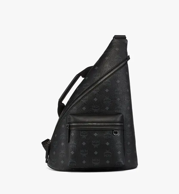 Mcm Aren Sling In Visetos Monogram Canvas - Black