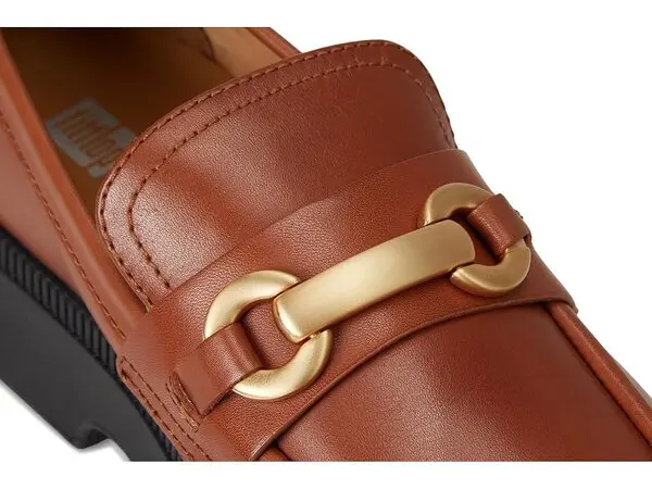 Fitflop F-luma Chunky-snaffle Leather Demi-wedge Loafers - Tan