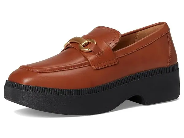 Fitflop F-luma Chunky-snaffle Leather Demi-wedge Loafers - Tan