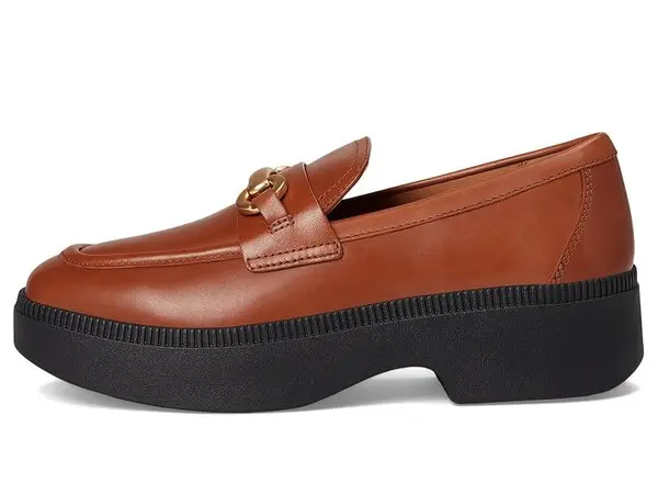 Fitflop F-luma Chunky-snaffle Leather Demi-wedge Loafers - Tan