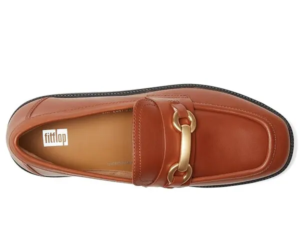 Fitflop F-luma Chunky-snaffle Leather Demi-wedge Loafers - Tan