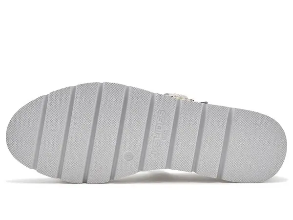 J/SLIDES NYC Metallic Leather Espadrille With Buckle Strap - Gray