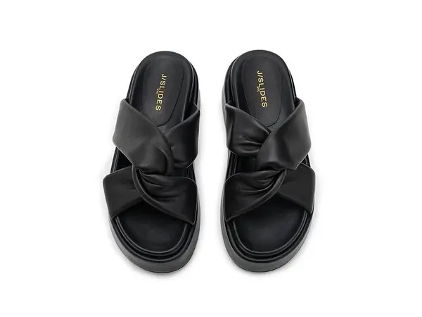 J/SLIDES NYC Yvette Platform Sandals With Knot Detailing - Black