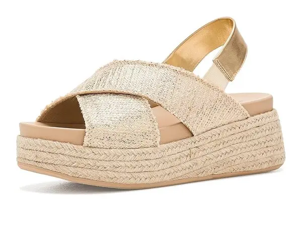 J/SLIDES NYC Berlin Platform Espadrille Sandals - Gold