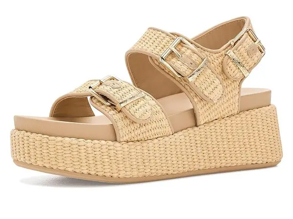 J/SLIDES NYC Brooke Platform Wedge Sandals With Buckle Detailing - Gray