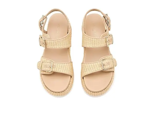 J/SLIDES NYC Brooke Platform Wedge Sandals With Buckle Detailing - Gray