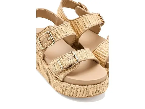 J/SLIDES NYC Brooke Platform Wedge Sandals With Buckle Detailing - Gray