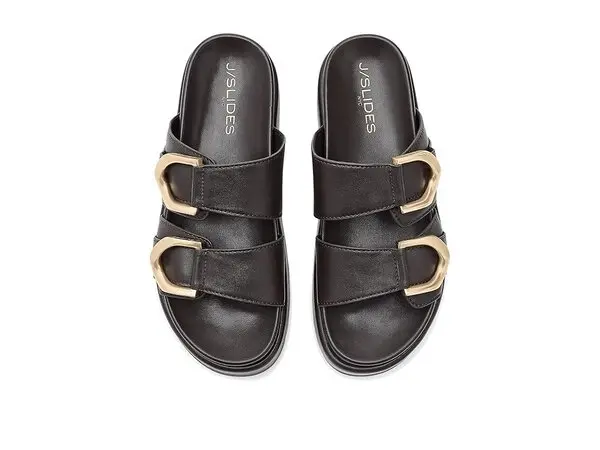 J/SLIDES NYC Sierra Platform Dress Sandals With Buckled Straps - Brown