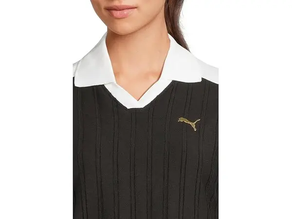 PUMA T7 Relaxed Long Sleeve Polo - Black