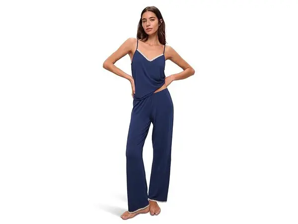 Eberjey Frida Cami And Pants Pj Set Pajama Sets Lavender Dusk/ivory - Navy