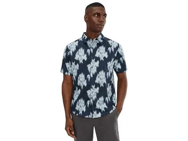 Vince Blurred Roses Short Sleeve French Placket Shirt Clothing Studio Combo