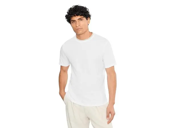 Vince Loose Knit Double Collar Short Sleeve Crew T Shirt Optic /parchment - White