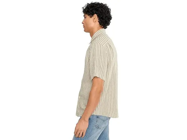 Vince Ballston Stripe Short Sleeve Hemp Shirt Clothing Parchment/coastal Stripe
