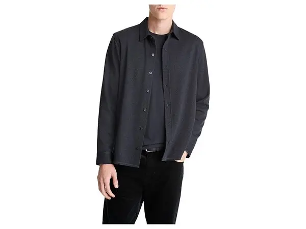 Vince Herringbone Long Sleeve Button Front Shirt Clothing Coastal - Navy