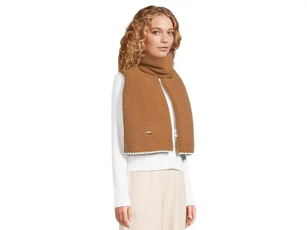 UGG Fluff Scalloped Scarf Scarves Chestnut - Brown