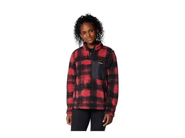Columbia West Bend 1/4 Zip Ii Fleece Jacket With Checked Print And Kangaroo Pocket - Multi