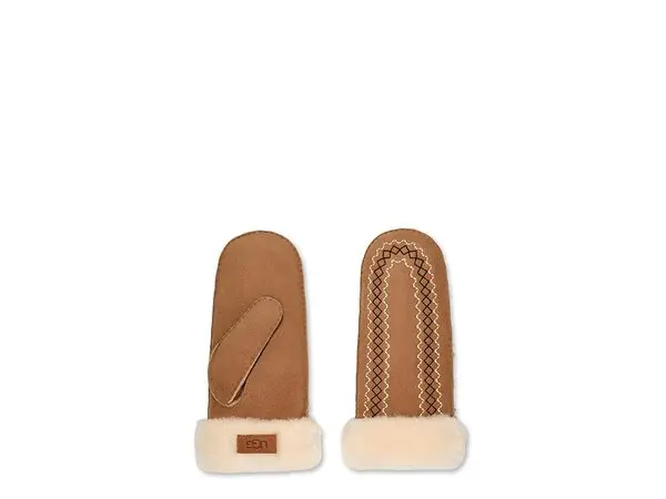 UGG Atherson Embroidered Mittens - Brown