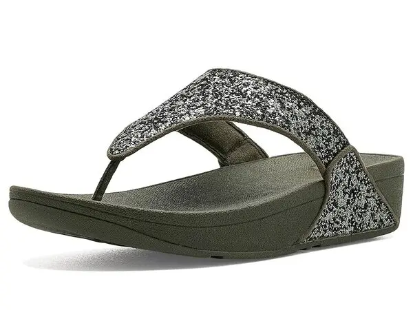 Fitflop Lulu Multi-tonal Glitter Toe-post Sandals - Deep Olive