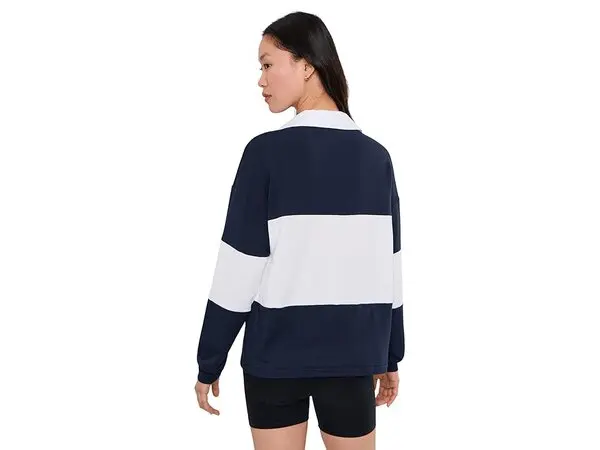 Splits59 Rugby Sweatshirt With Sporty Stripes And Collared Neckline - Navy