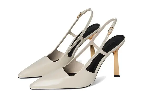 Schutz Sophia Pointed Toe Metallic Stiletto Slingback Pumps - White