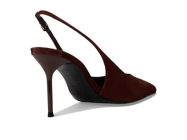 Schutz Alicia Suede Pointed Toe Stiletto Slingback Pumps - Brown