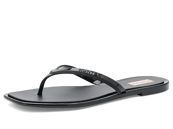 Hunter Marin Flat Square Toe Thong Sandals - Black