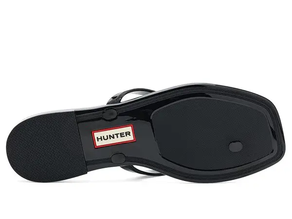 Hunter Marin Flat Square Toe Thong Sandals - Black