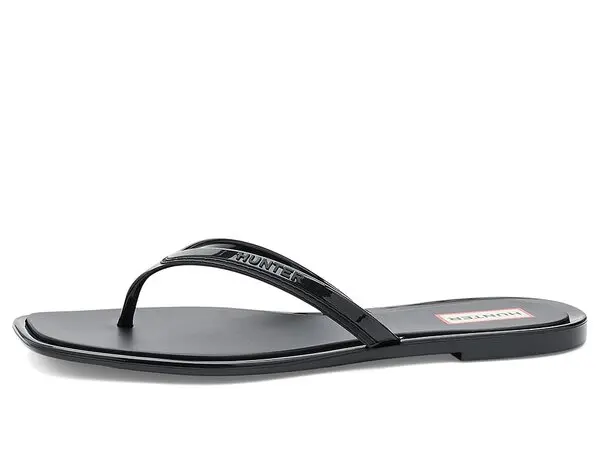 Hunter Marin Flat Square Toe Thong Sandals - Black