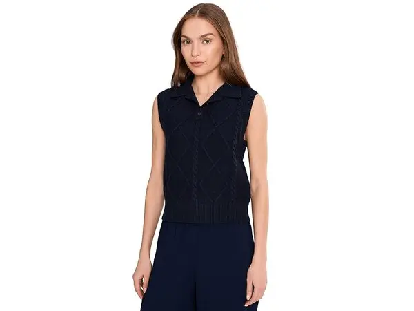 Vince Polo Cable Vest - Navy