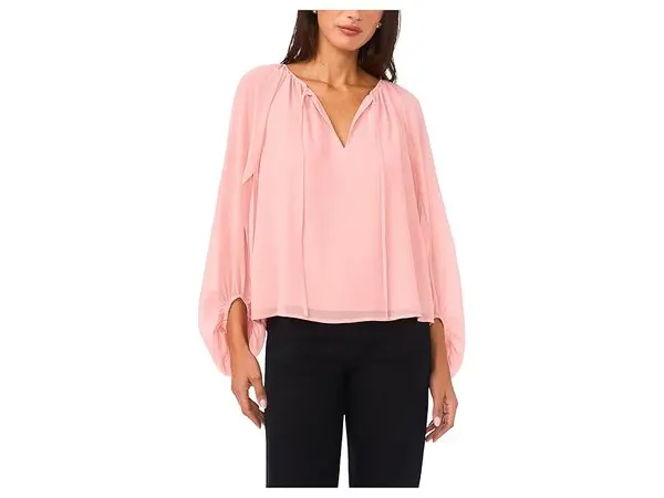 Vince Camuto Balloon Sleeve V-neck Blouse - Pink