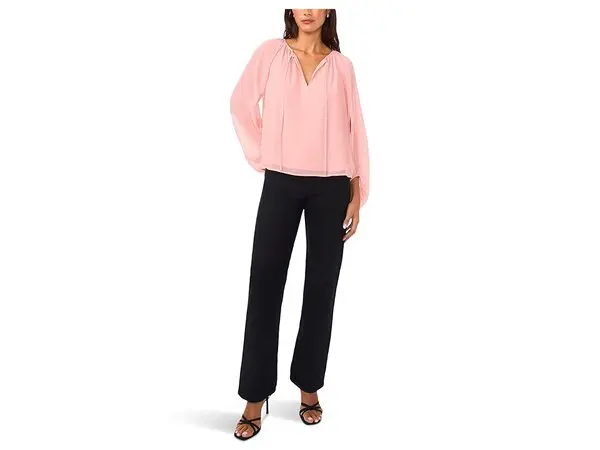 Vince Camuto Balloon Sleeve V-neck Blouse - Pink