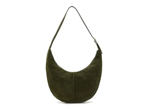 Madewell The Essential Curve Shoulder Bag In Suede - Loden