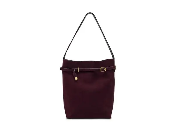 Madewell Essential Belted Bucket Tote In Suede - Brown