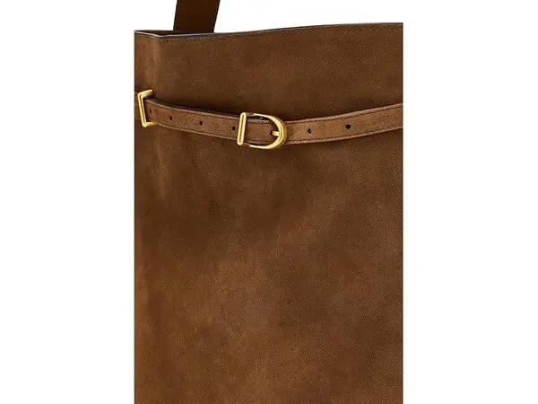 Madewell Essential Belted Bucket Tote In Suede - Brown