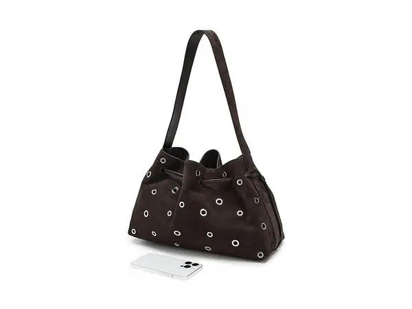 Madewell Suede Drawstring Shoulder Bag With Eyelet Detail
