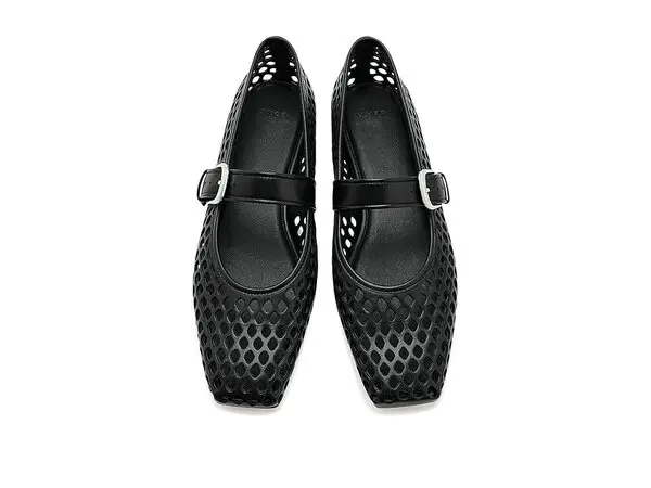 Vince Daniela Perf Mary Jane Flat Shoes - Black
