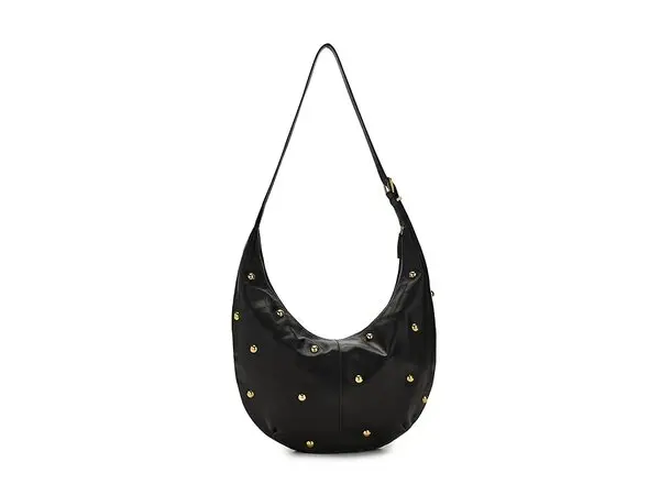 Madewell Essential Curve Shoulder Bag In Studded Suede - Black