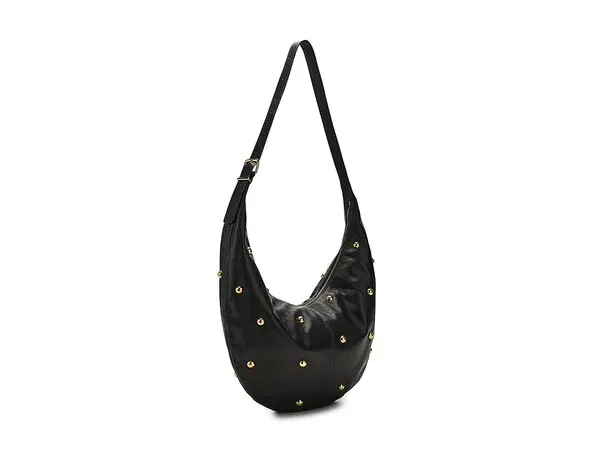 Madewell Essential Curve Shoulder Bag In Studded Suede - Black
