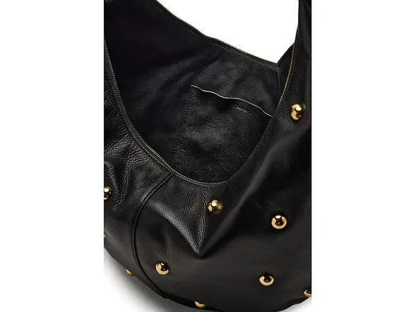 Madewell Essential Curve Shoulder Bag In Studded Suede - Black
