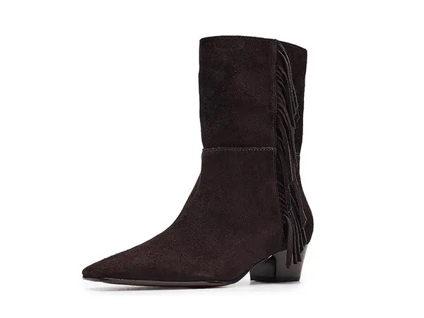 Madewell The Lexie Fringed Ankle Boot In Suede - Brown