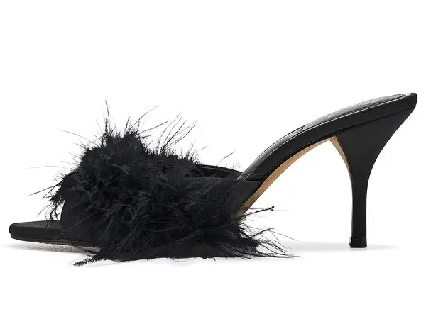 Vince Camuto Paelly Feather High Heel Mule Sandals - Black