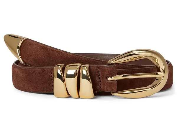 Madewell Triple Metal Keeper Suede Belt - Mahogany