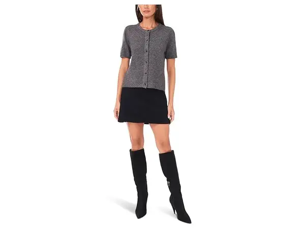 Vince Camuto Short Sleeve Cardigan Sweater - Gray