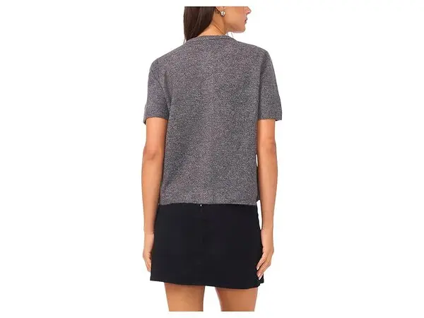 Vince Camuto Short Sleeve Cardigan Sweater - Gray
