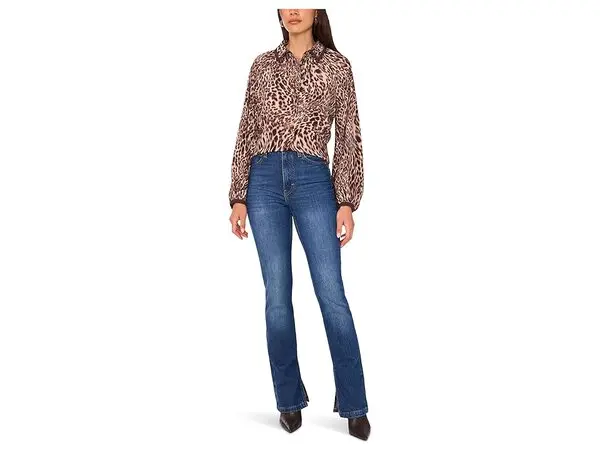 Vince Camuto Printed Raglan Sleeve Shirt - Gray